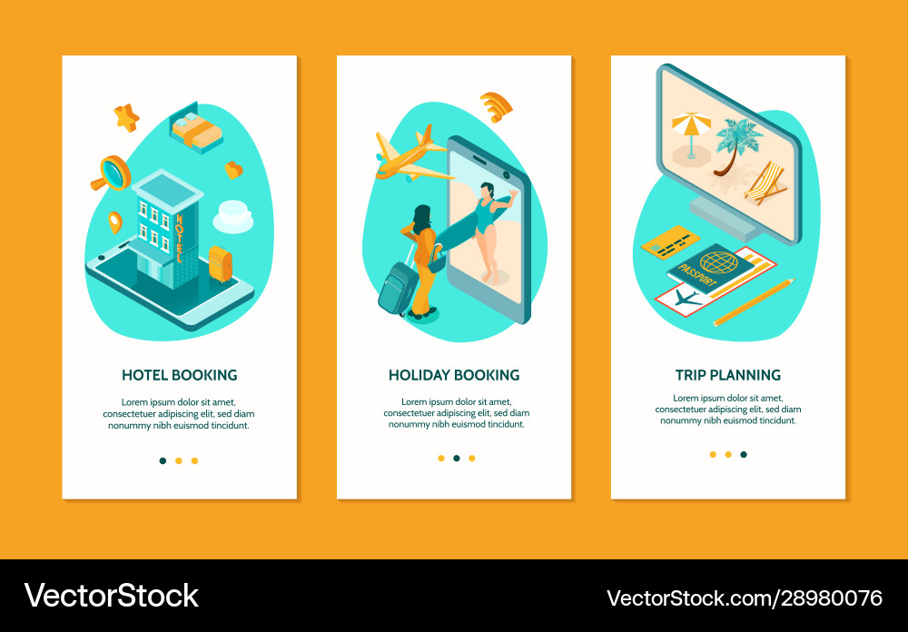 Booking isometric vertical banners Royalty Free Vector Image