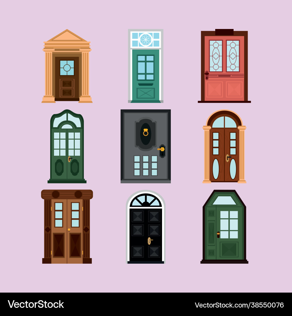 Closed entrances door Royalty Free Vector Image
