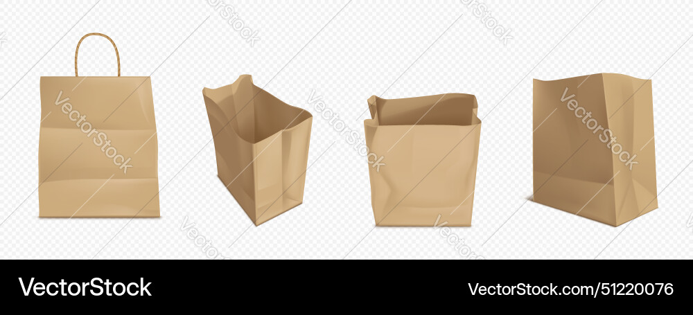 Craft brown paper bags mockup Royalty Free Vector Image