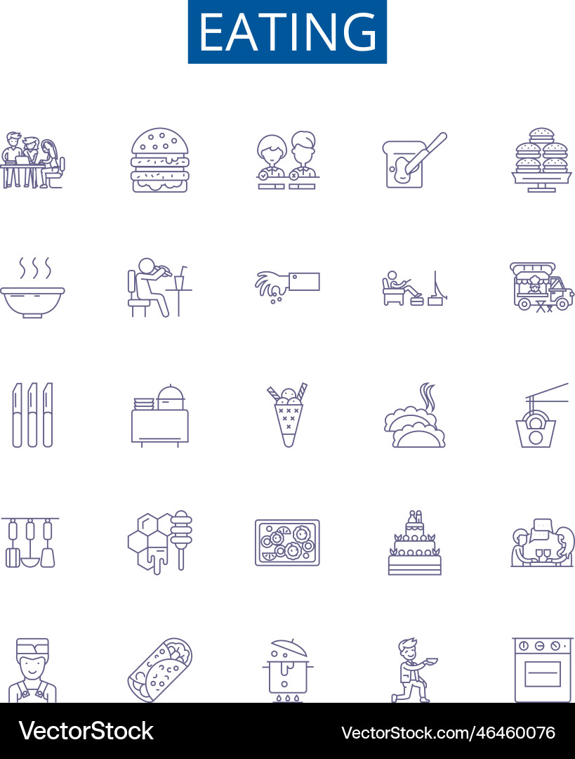 Eating line icons signs set design collection Vector Image