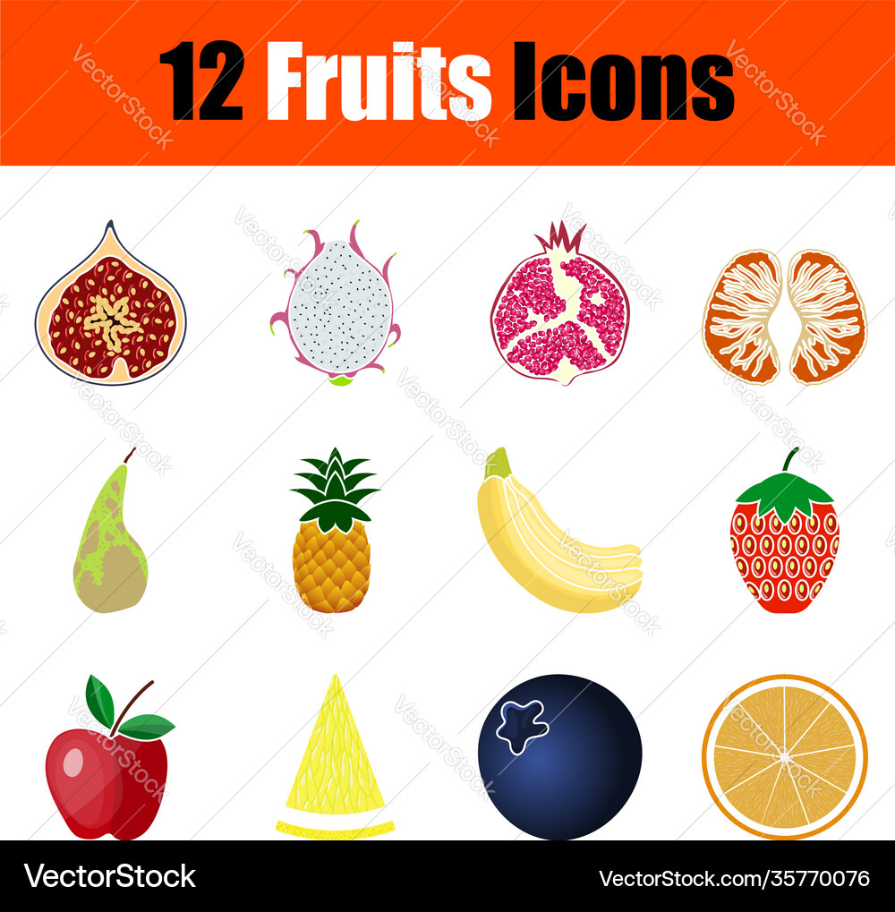 Obst Icon Set Lizenzfreies Vektorbild - VectorStock