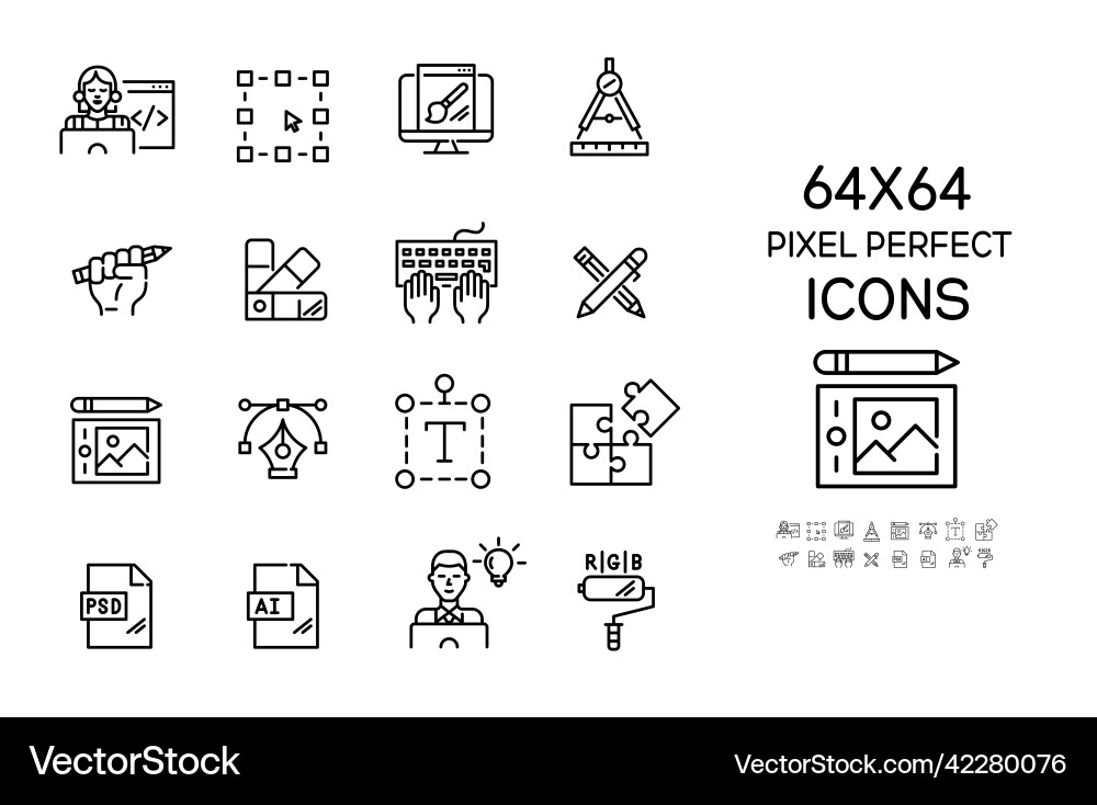 Graphic and web design icons set pixel perfect Vector Image