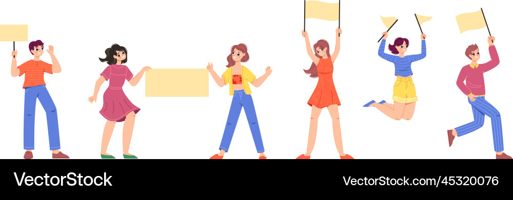 Happy Protest Students Royalty Free Vector Image