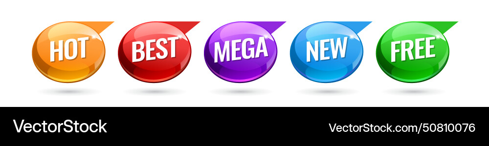 Hot best mega new free colored stickers Royalty Free Vector