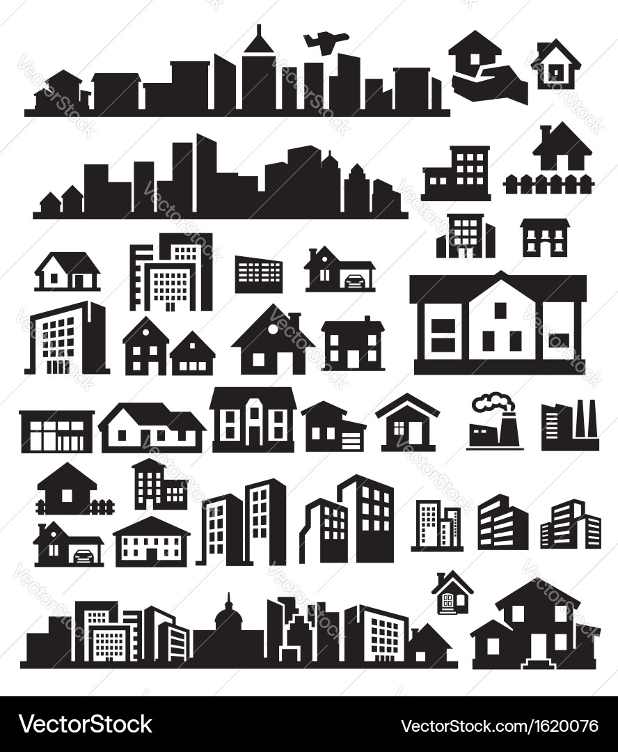 Houses icons Royalty Free Vector Image - VectorStock