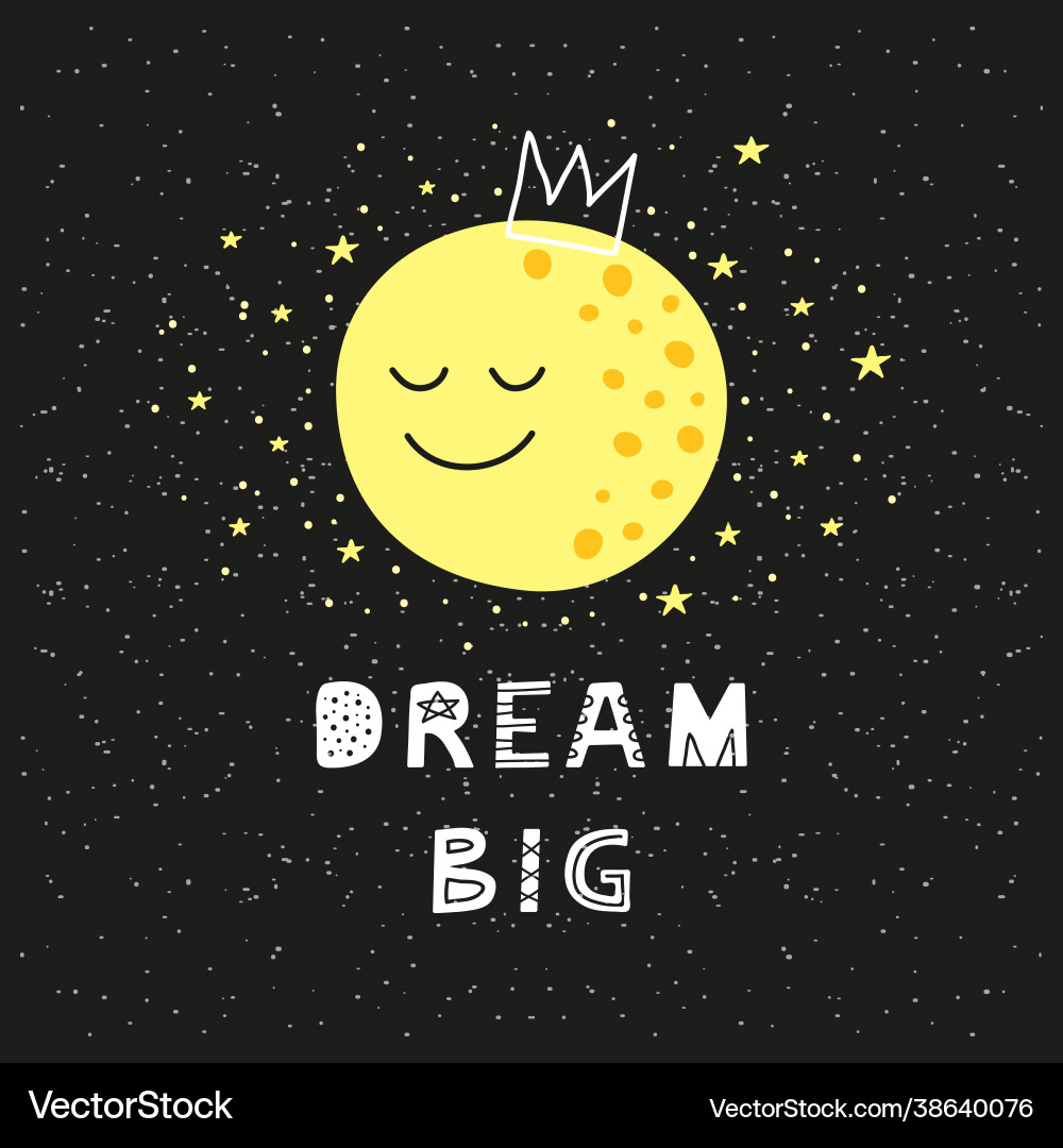 Poster with moon character and lettering Vector Image