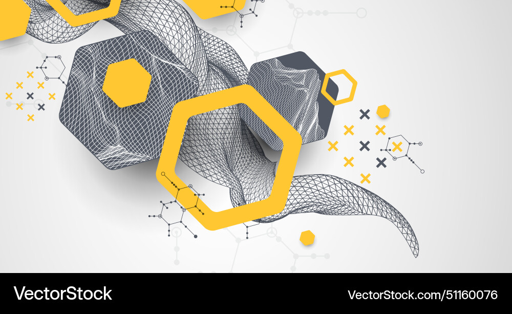 Scientific and technological background wireframe Vector Image