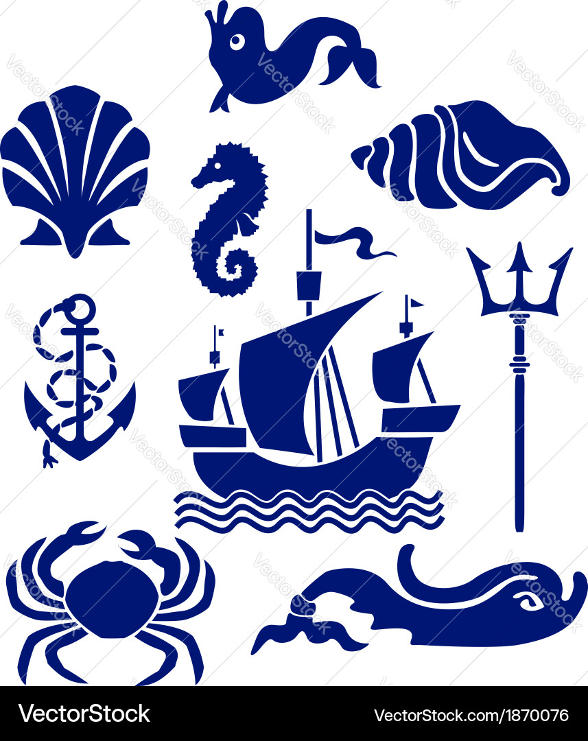 Sea set Royalty Free Vector Image - VectorStock