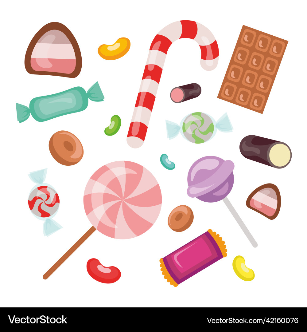 Set von Süßigkeiten verschiedene Formen auf weißem Hintergrund