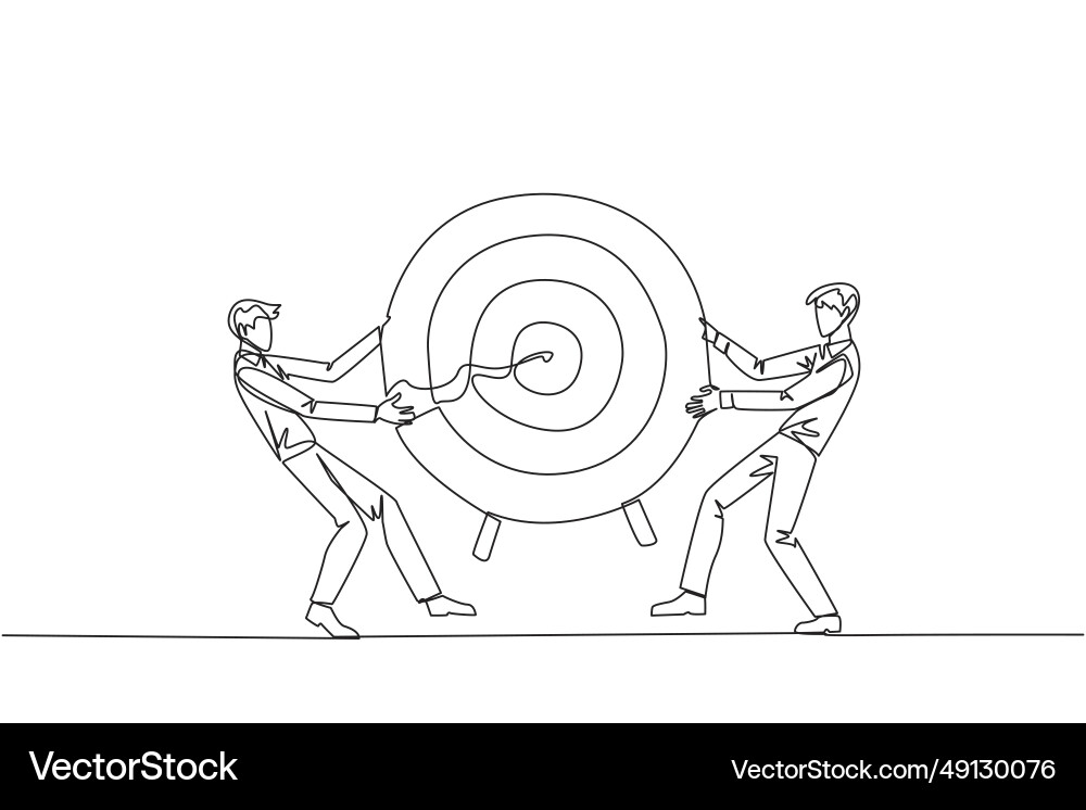 Single one line drawing two angry businessman Vector Image