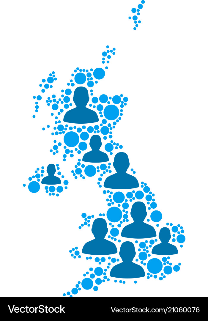 United Kingdom Population Map Royalty Free Vector Image