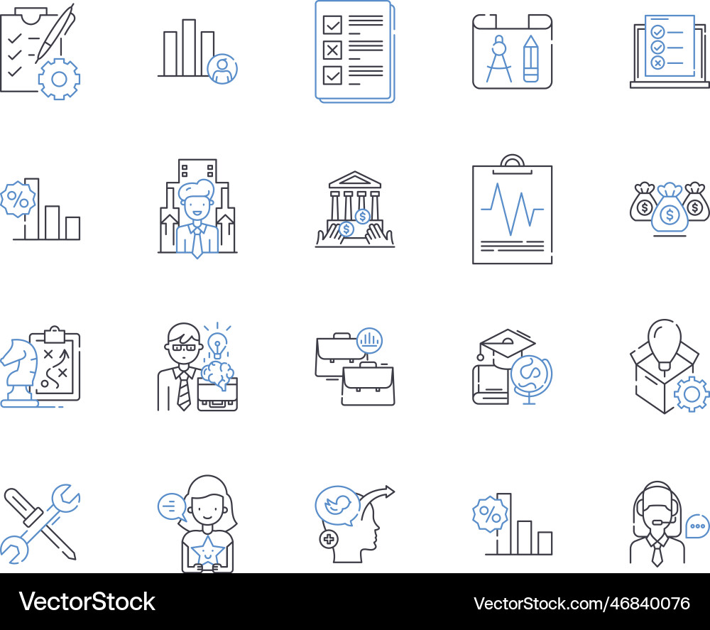 Workspace environment line icons collection Vector Image