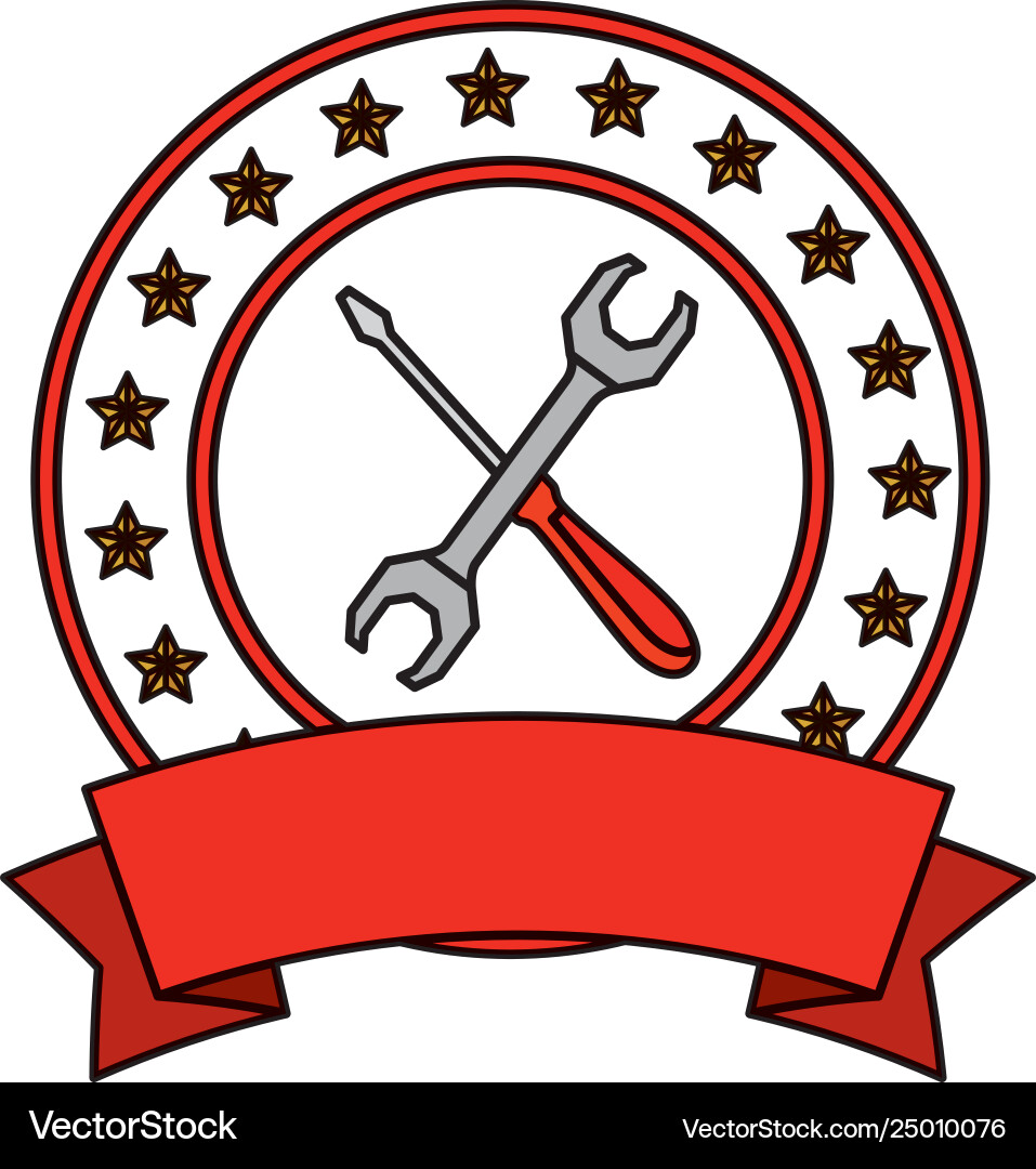 Wrench and screwdriver tools emblem Royalty Free Vector
