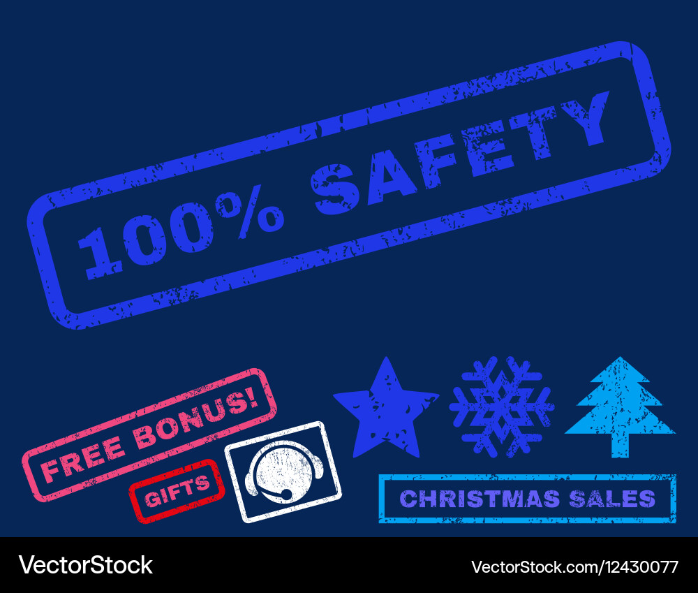100 percent safety rubber stamp Royalty Free Vector Image