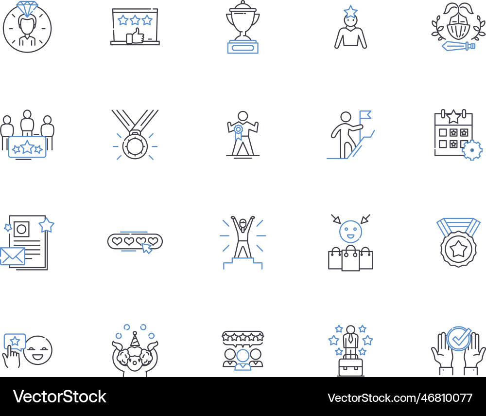 Accomplished project line icons collection Vector Image