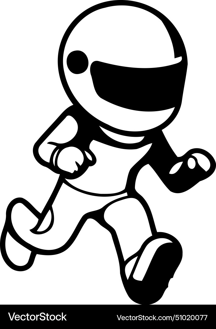 Astronaut running cartoon on a white background Vector Image