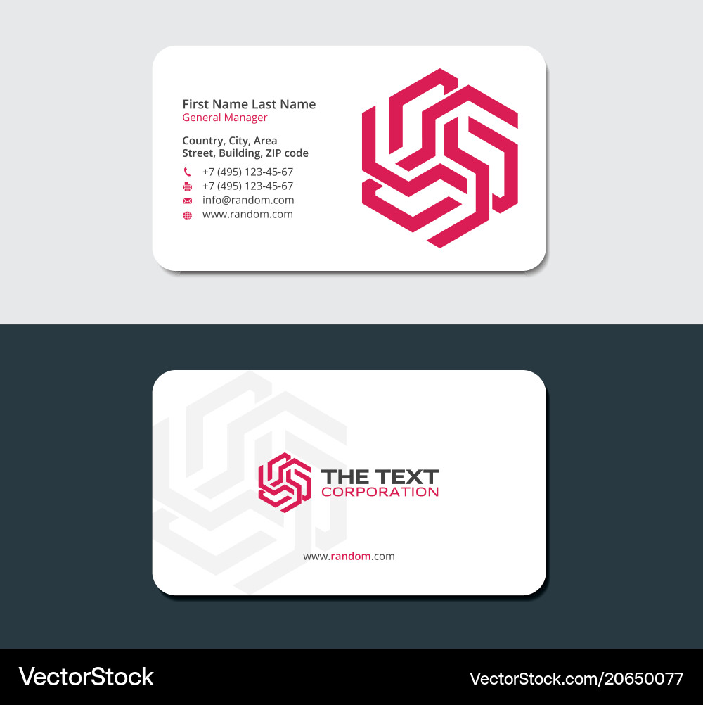Business card pink color design template Vector Image