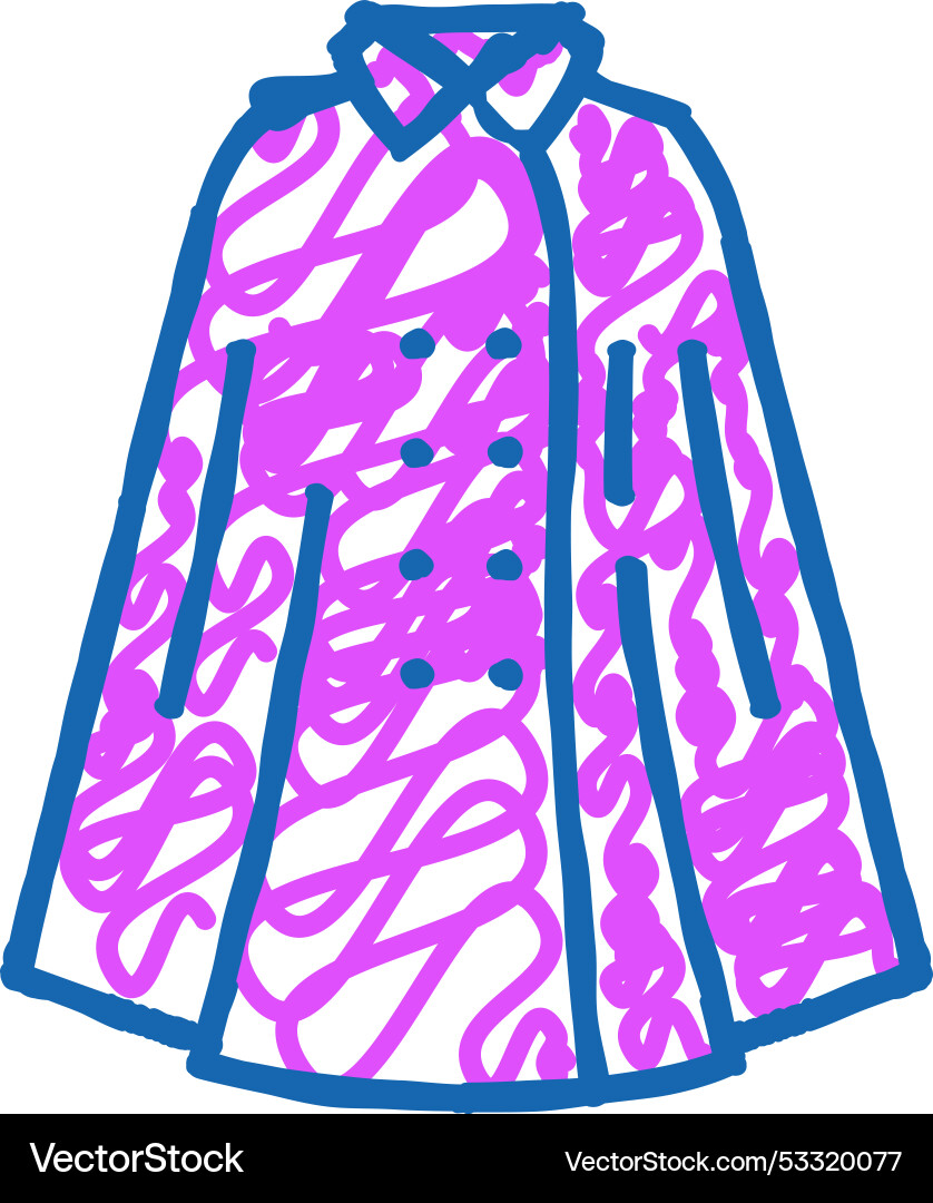 Cape coat outerwear female icon doodle Royalty Free Vector