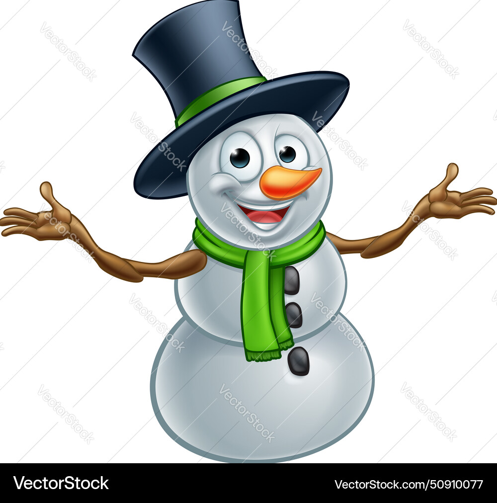 Cartoon christmas snowman Royalty Free Vector Image