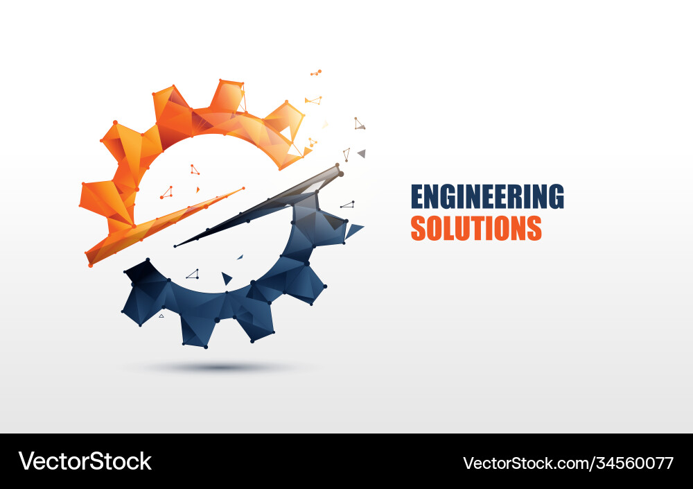 Engineering gear logo low poly model design Vector Image