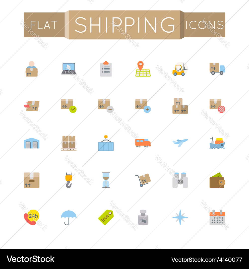 Flat shipping icons Royalty Free Vector Image - VectorStock