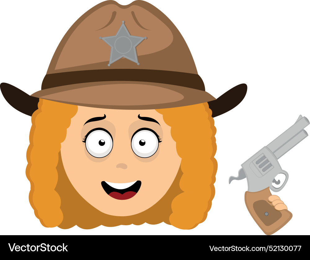 Head woman sheriff gun Royalty Free Vector Image