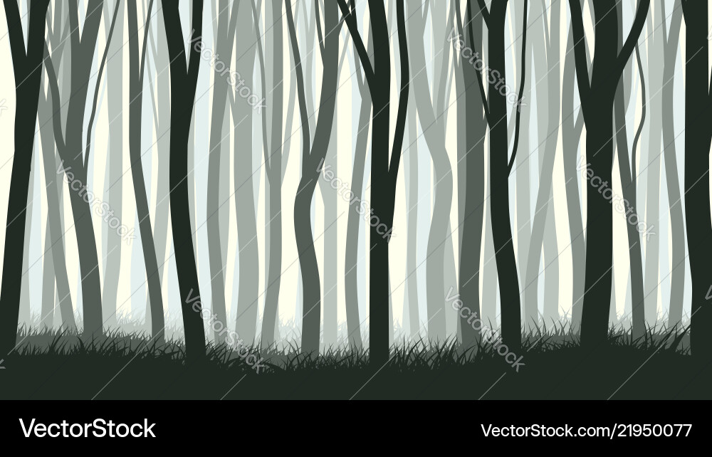 Horizontal with many trunks tree Royalty Free Vector Image