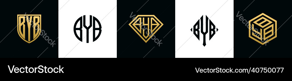 Initial letters byb logo designs bundle Royalty Free Vector