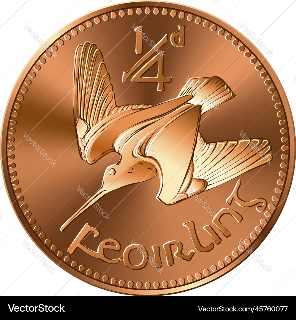 Irish money pre-decimal gold coin farthing Vector Image