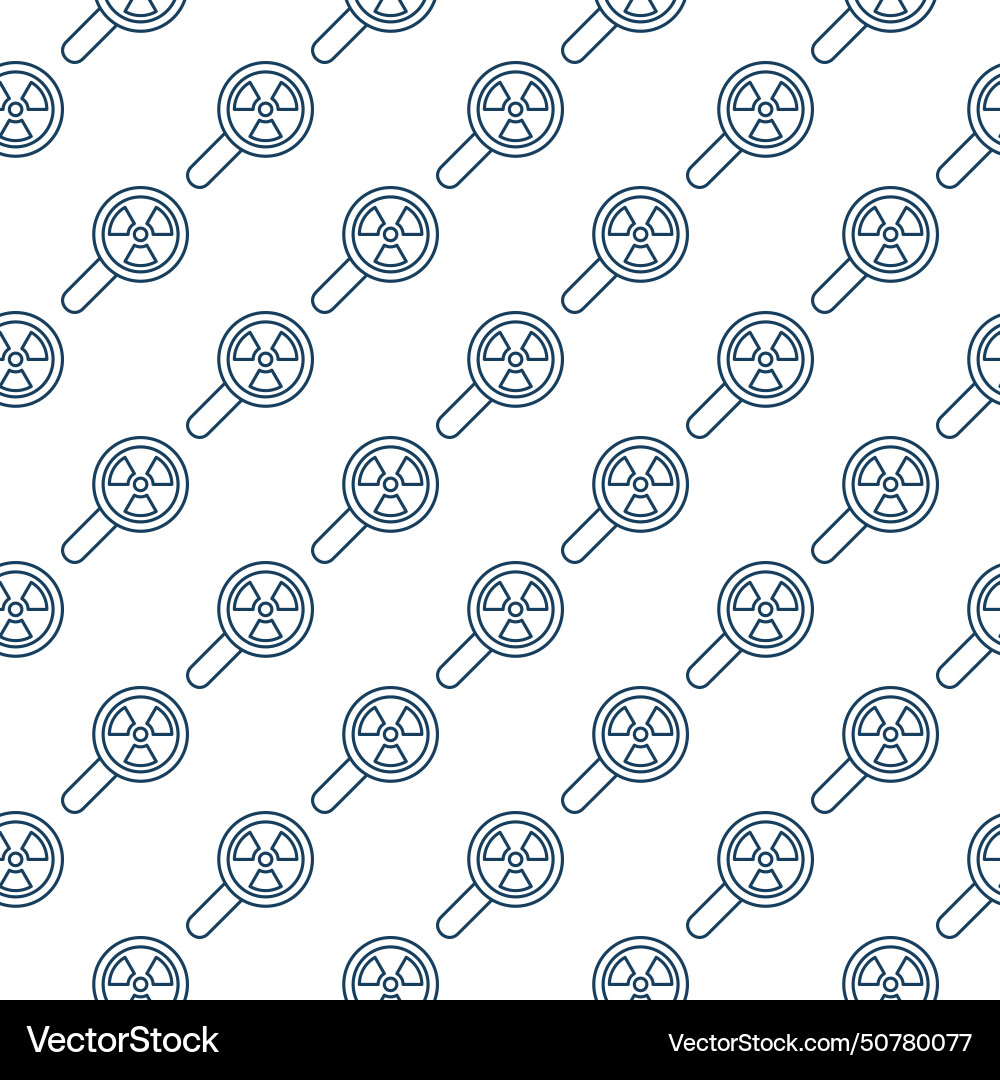 Magnifying glass with radiation sign seamless Vector Image