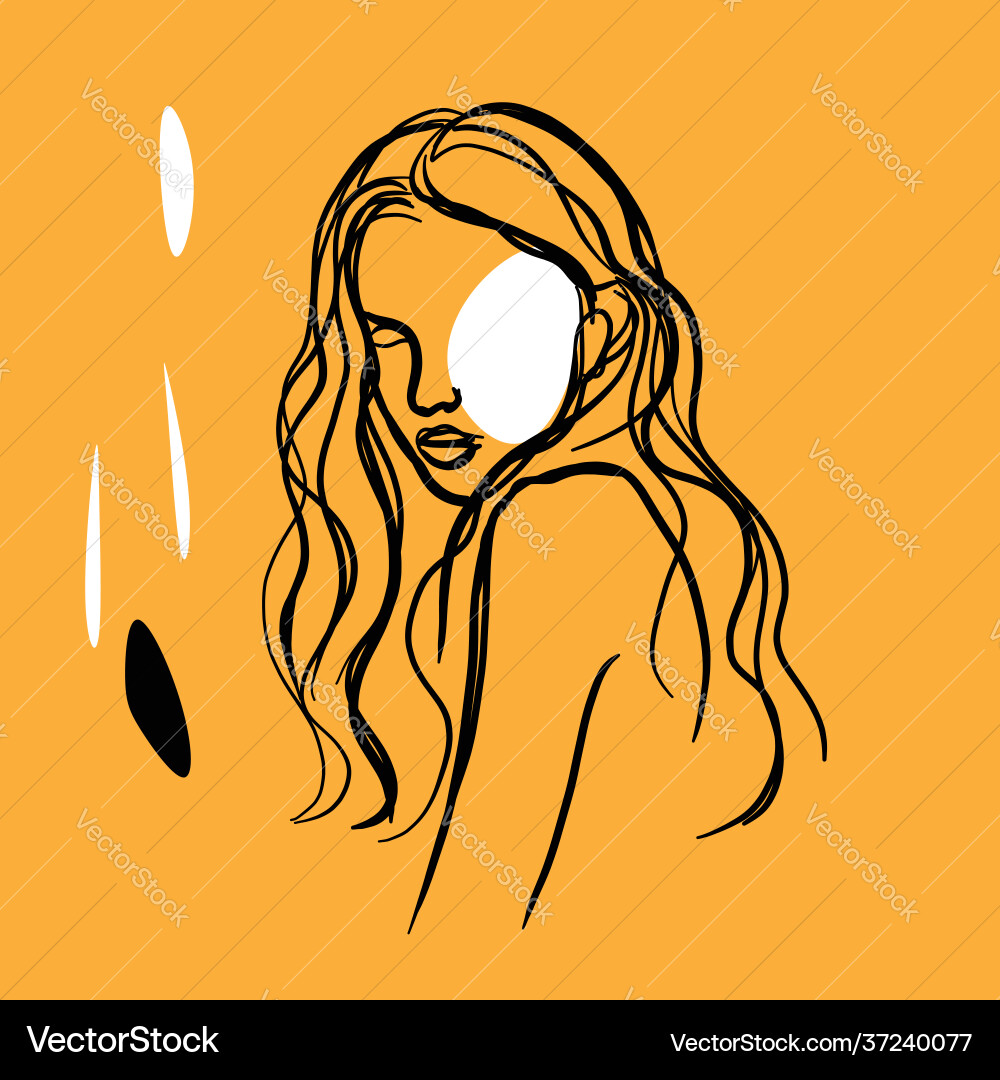 Minimal face drawing in lines Royalty Free Vector Image