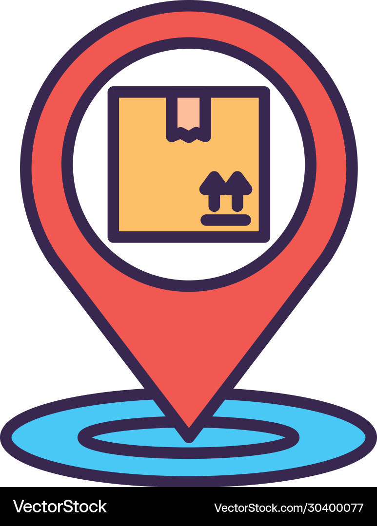 Pin location with box delivery service line Vector Image