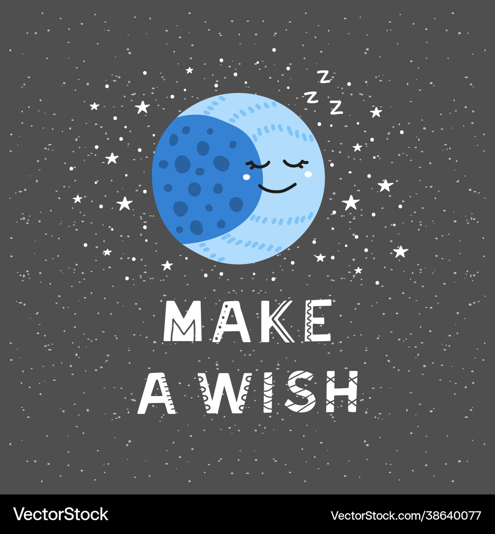 Poster with moon character and lettering Vector Image