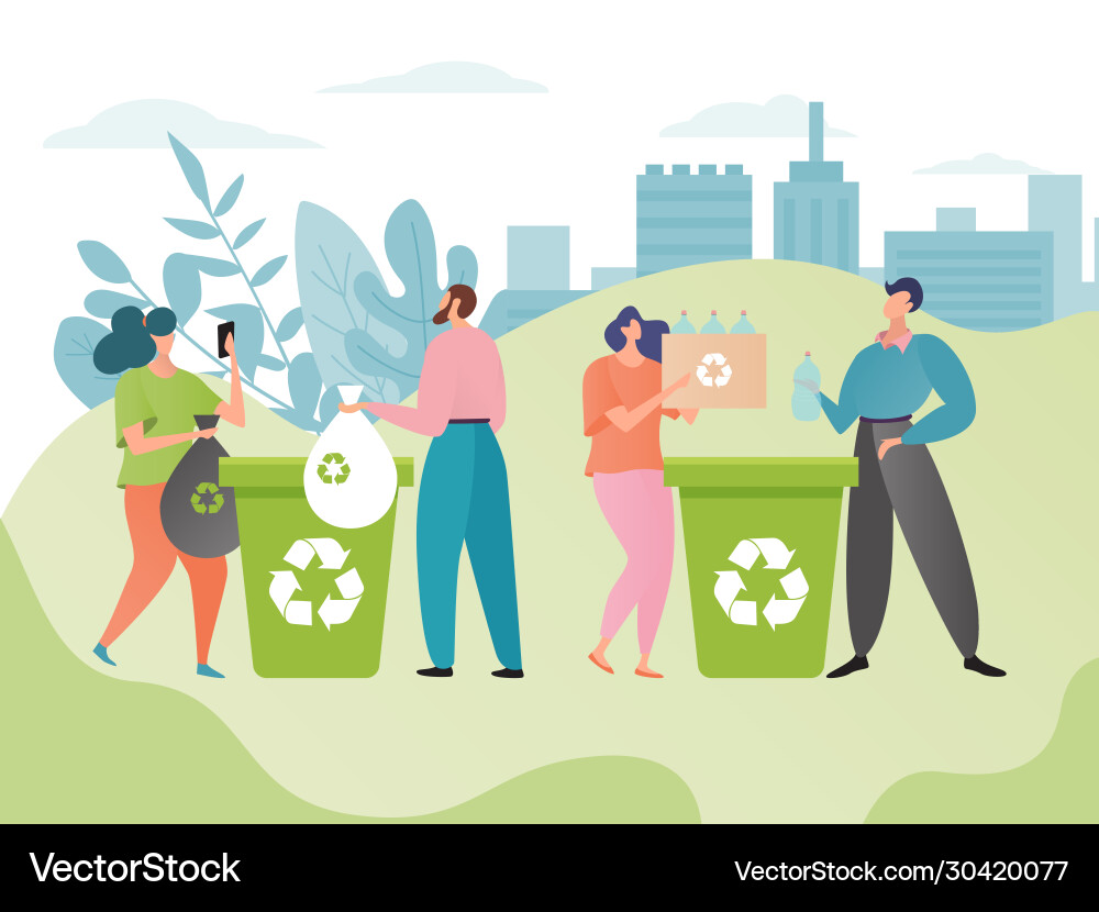 Recycling Cartoon Characters Royalty Free Vector Image