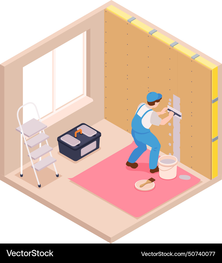 Repair of walls composition Royalty Free Vector Image