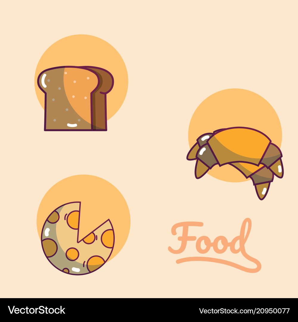 Set of food cartoons Royalty Free Vector Image