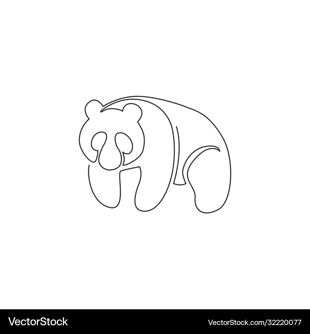 Single continuous line drawing funny panda Vector Image