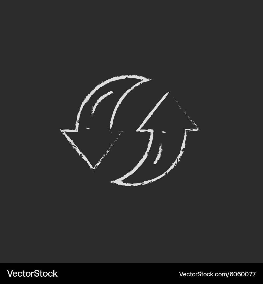 Two circular arrows icon drawn in chalk Royalty Free Vector