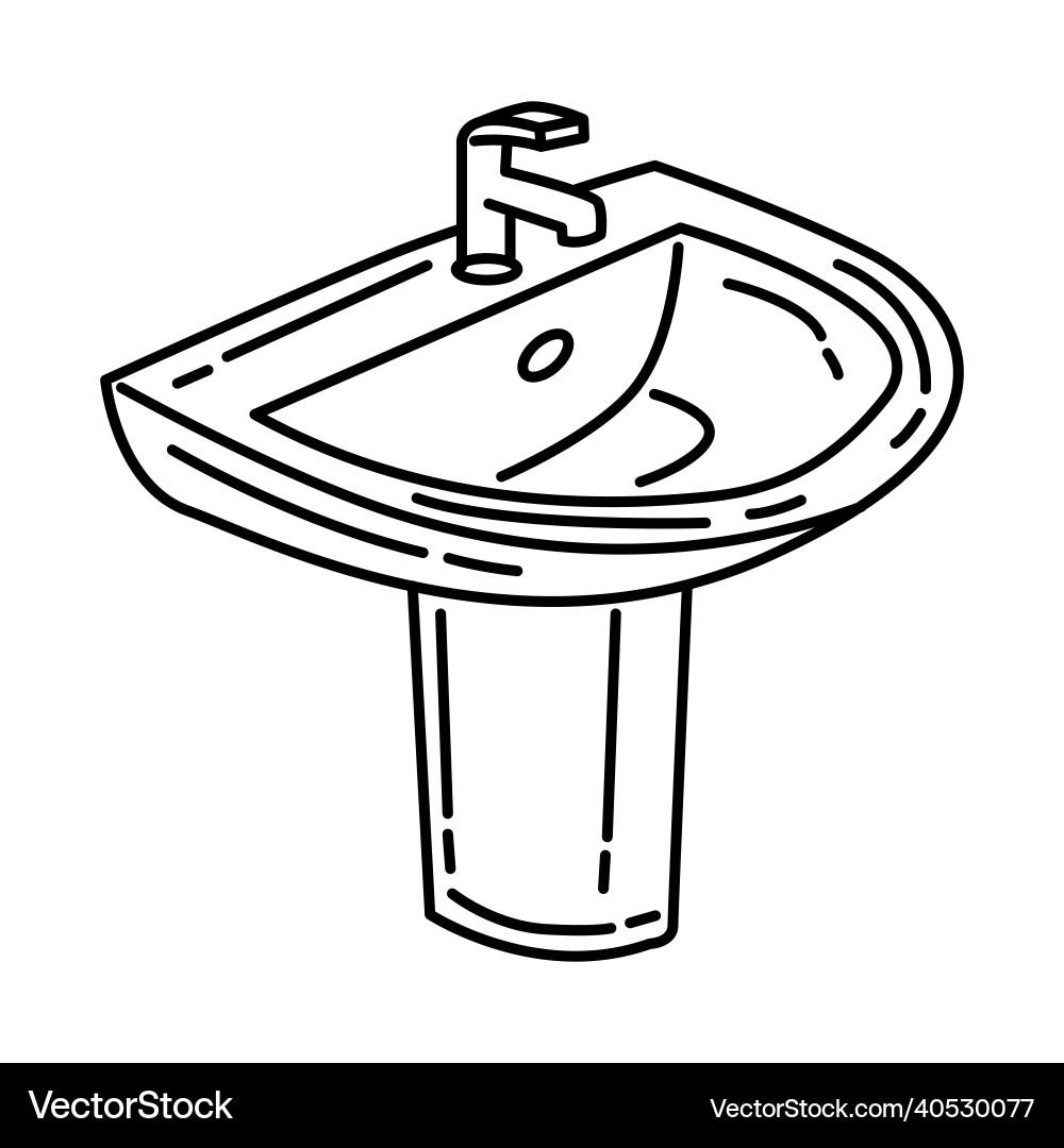 Wash basin icon doodle hand drawn or outline Vector Image