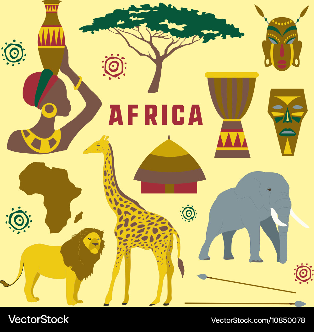 Africa icons set Royalty Free Vector Image - VectorStock