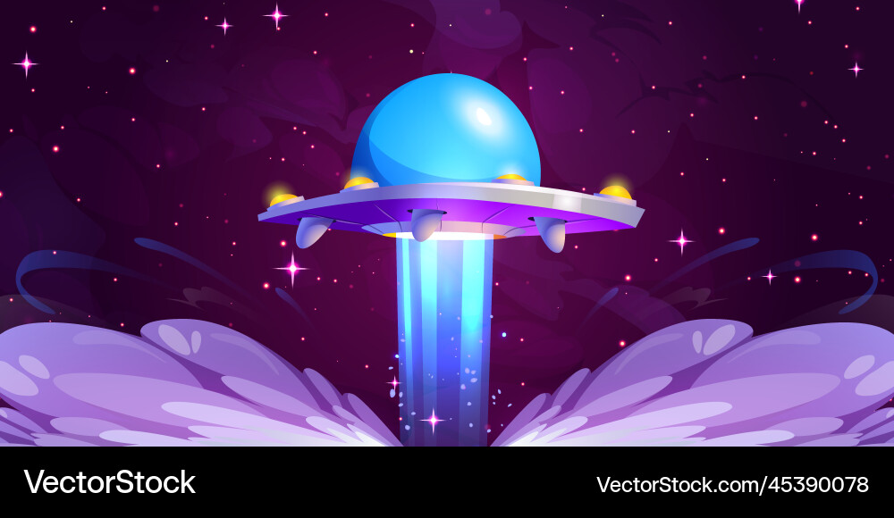 Alien spaceship in outer space Royalty Free Vector Image