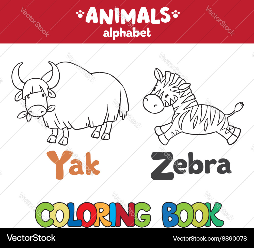 Animals alphabet or abc coloring book Royalty Free Vector