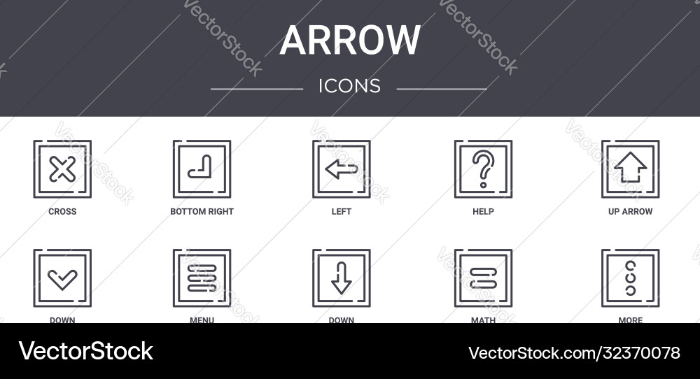 Arrow concept line icons set contains Royalty Free Vector Arrow concept line icons set contains Royalty Free Vector