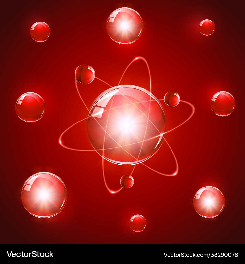 Atom on red background Royalty Free Vector Image