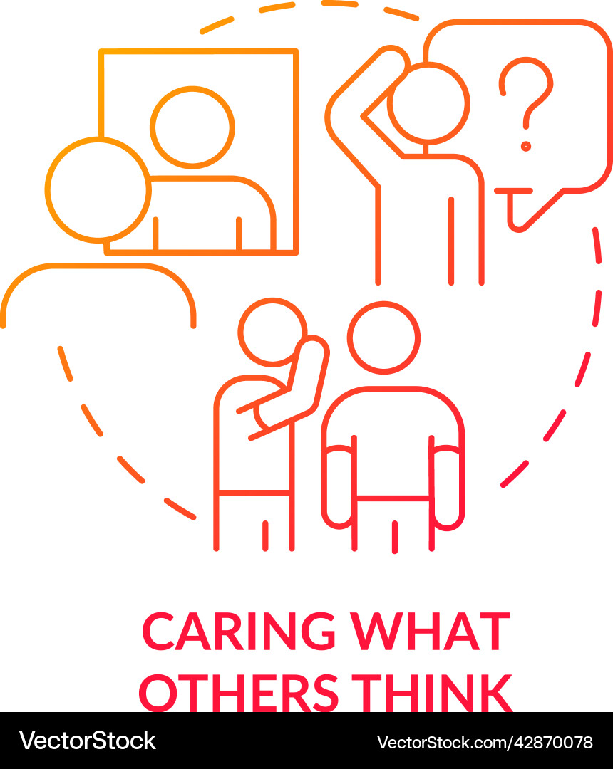 Caring what others think red gradient concept icon