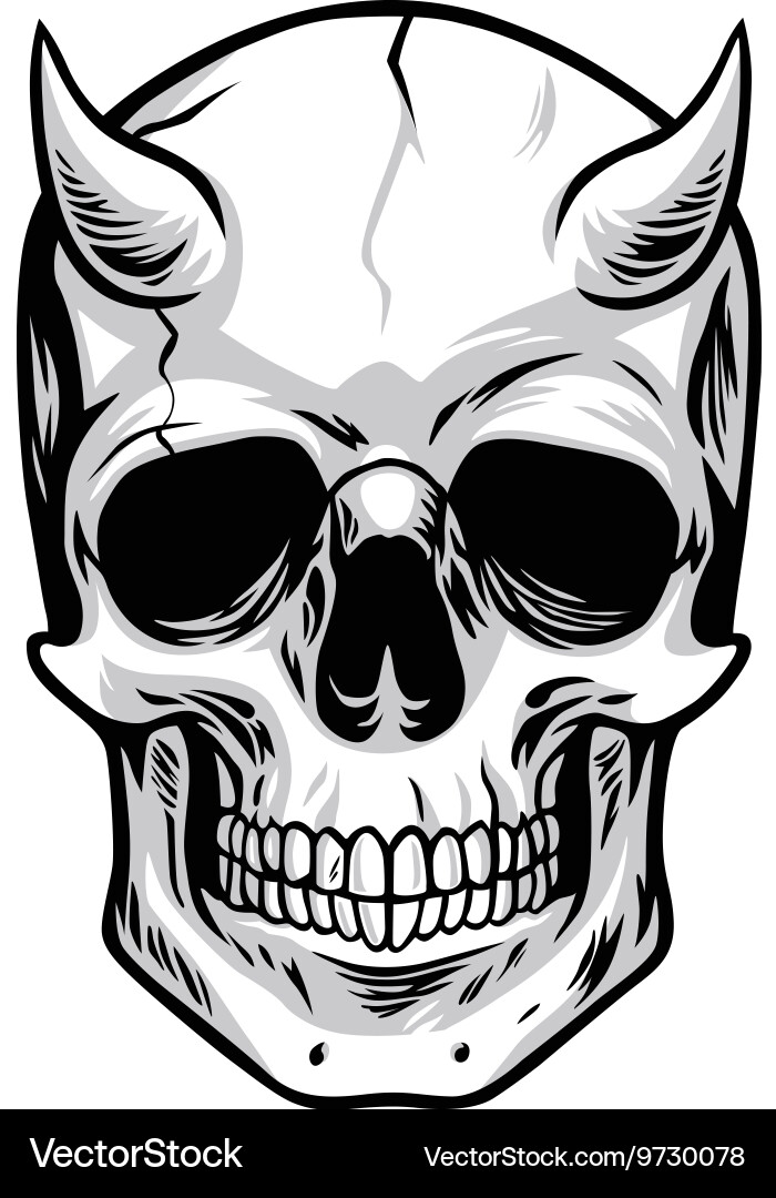 Demon head skull Royalty Free Vector Image - VectorStock