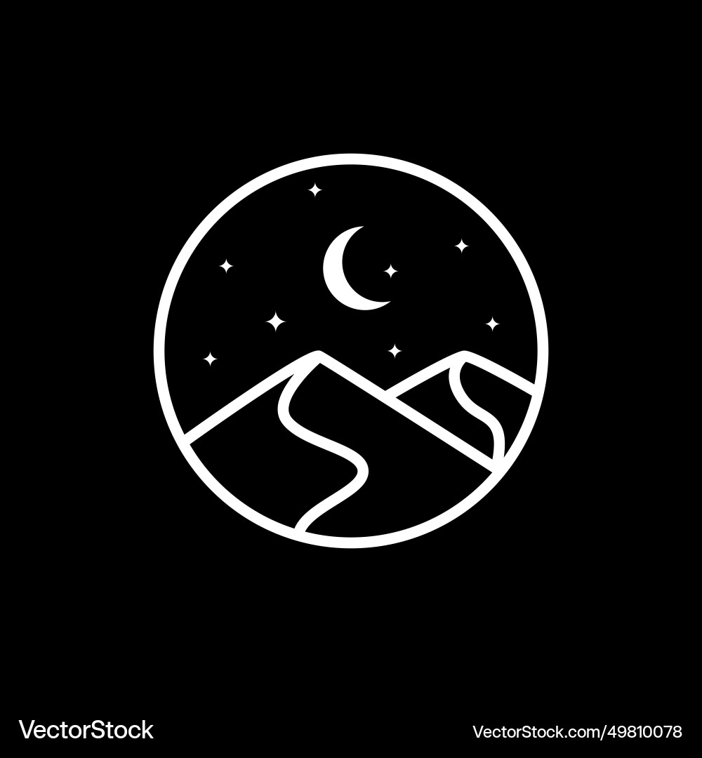 Desert night logo design Royalty Free Vector Image