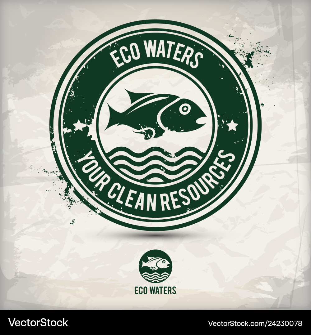 Eco Water Stamp - Grunge Style Royalty Free Vector Image