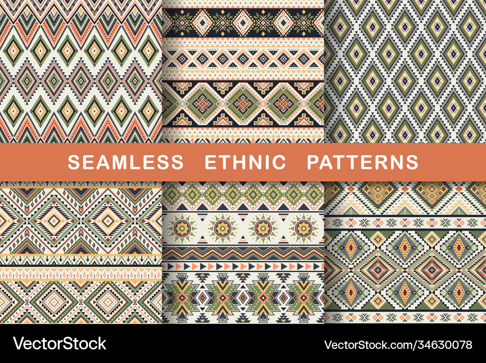 Ethnic seamless patterns Royalty Free Vector Image