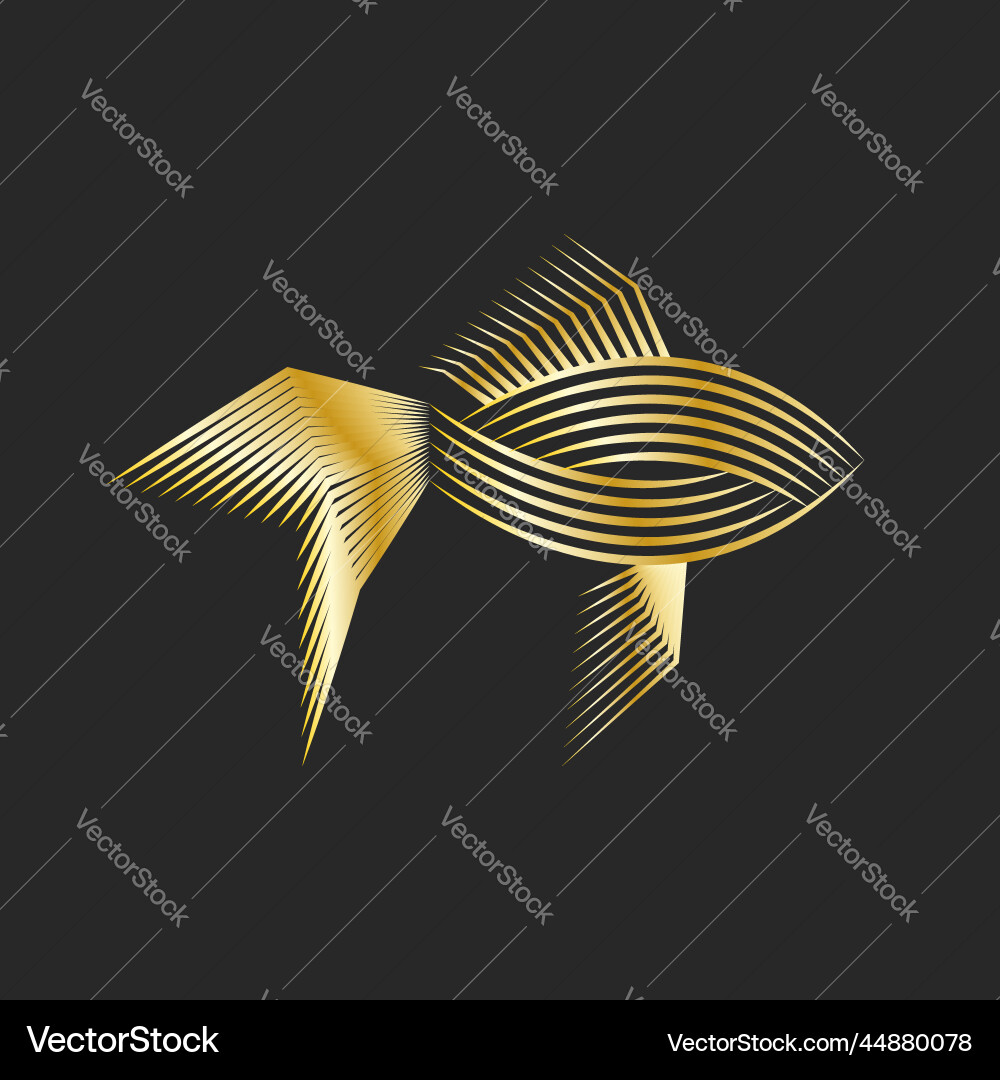 Goldfish logo concept parallel line art gold fish Vector Image